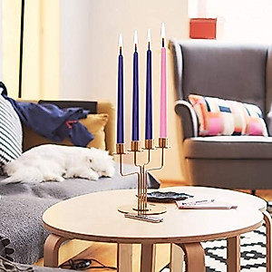 Perkisboby 4Pack Christmas Advent Taper Candle, 8 Hour Burn, Unscented, 10 Inch Dripless Taper Candles for Christmas, Party, Church, Celebration, Home Décor - 3 Purple & 1 Pink