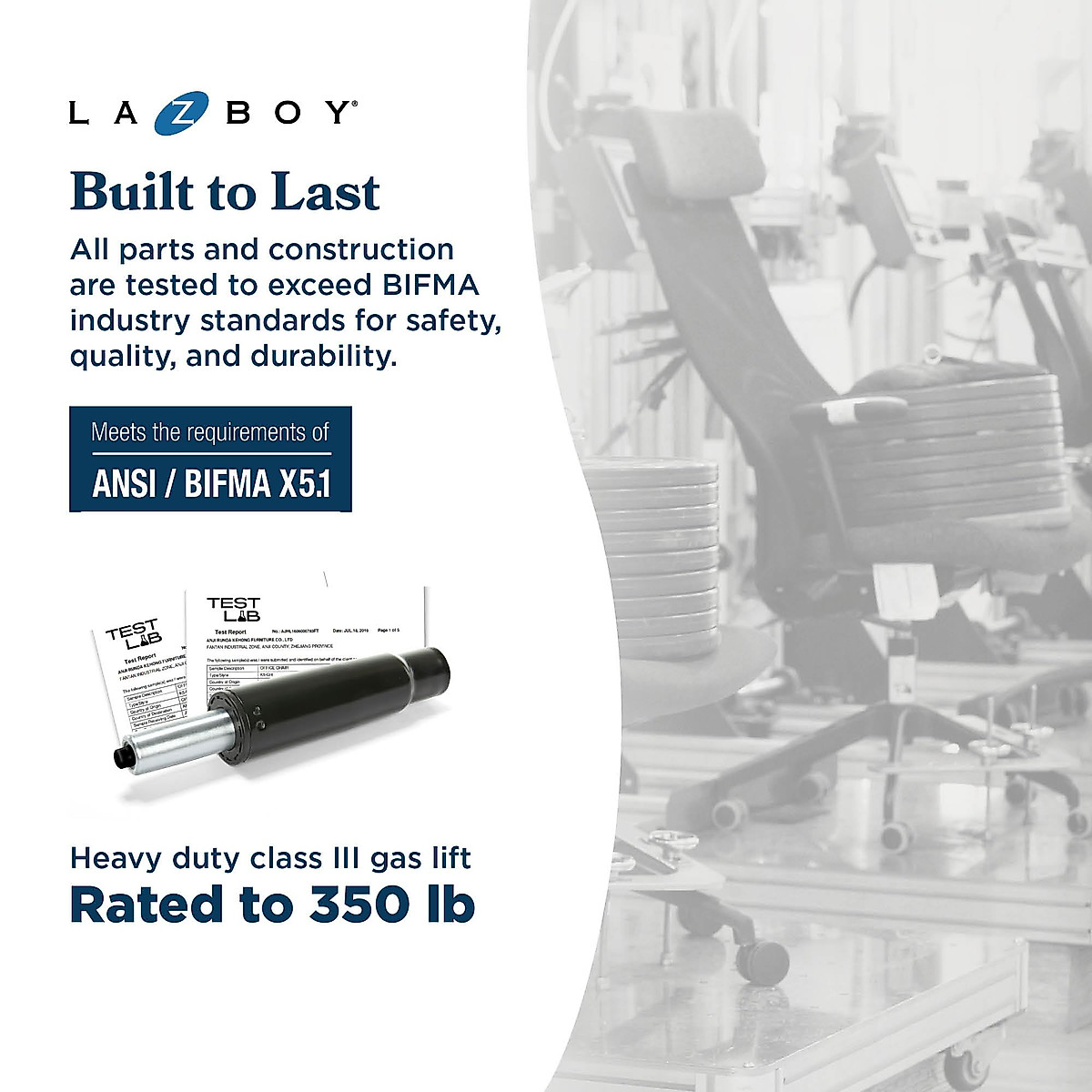 La-Z-Boy Fairmont Big and Tall Executive Office Chair with Memory Foam Cushions, High-Back with Solid Wood Arms and Base, Bonded Leather, Big & Tall, Biscuit Brown