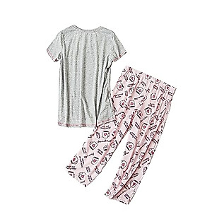 YIJIU Women's Short Sleeve Tops and Capri Pants Cute Cartoon Print Pajama Sets