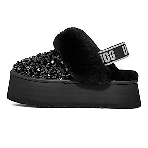 UGG Women's FUNKETTE Chunky Sequin Slipper, Black, 6