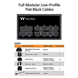 Thermaltake Toughpower GF1 850W 80+ Gold SLI/ CrossFire Ready Ultra Quiet 140mm Hydraulic Bearing Smart Zero Fan Full Modular Power Supply 10 Year Warranty PS-TPD-0850FNFAGU-1