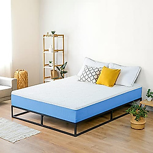 Olee Sleep 10 Inch Ventilated Gel Infused Memory Foam Mattress, CertiPUR-US® Certified, Blue, Queen