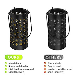 GIGALUMI 6 Pack Solar Lights Outdoor Hanging Lanterns, Metal Star Moon Lantern Lights Decorative with Stakes, Patio Decor Lanterns Outdoor Waterproof for Garden, Yard, Tree, Pathways (Warm White)
