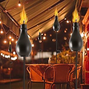 ZSPENG 6 Pack Metal Torches for Outside, Upgraded Metal Torches with 3-Prong Grounded Stake, Extra-Large 59-Inch Citronella Torches for Party Patio Pathway