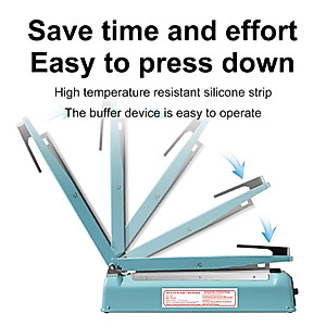 Metal body,Impulse Sealer 8 inch, Manual Heat Sealer Machine for Plastic Bags, Shrink Wrap Bag Sealers Heavy Duty Sealing Machine With Repair Kit (Blue)