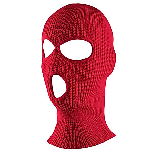 Knit Sew Acrylic Outdoor Full Face Cover Thermal Ski Mask by Super Z Outlet, Red, One Size Fits Most
