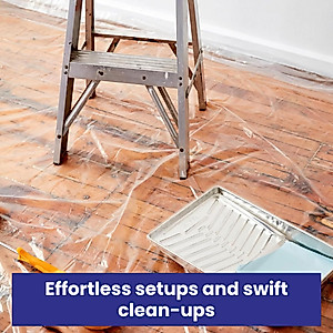 VicMore Clear Plastic Drop Cloth - Water & Dustproof, Odorless Plastic Sheet for Painting, Renovations, DIY Projects - Durable Paint Tarp with 1mil Thickness - Floor Covering & Dust Cover - 9 x 12’