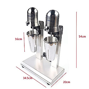 Electric Milkshake Maker Stainless Steel Milk Shake Machine Speed Adjustable Double Head Drink Mixer Beverage Equipment Smoothie Milk Foam Mixer Blender
