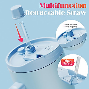 FOHGEE 40oz Tumbler with Handle and Straw Lid【Magnetic lid + Removable built-in straw】100% Leak-proof Travel Coffee Mug, Stainless Steel Insulated Cup, Keeps Cold for 24Hrs (ChillWave Sky Breeze)