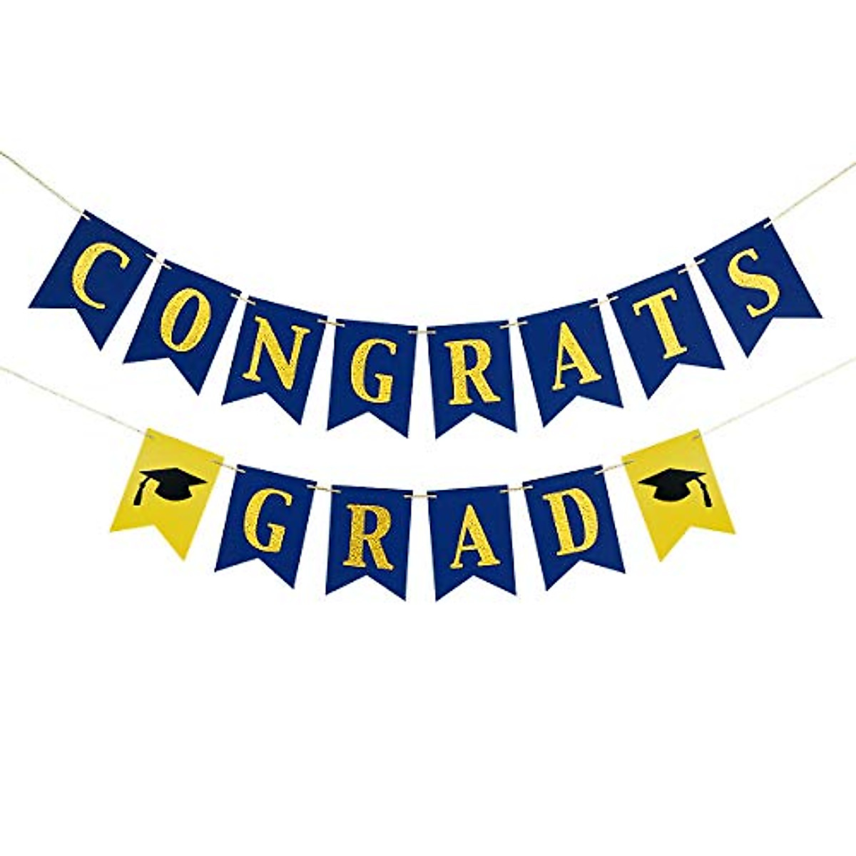 Congrats Grad Banner Blue and Gold - 2022 Graduation Decorations Blue and Gold, Blue and Gold Congratulations Banner,Blue and Gold Graduation Party Decorations 2022