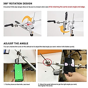 RUIXIN PRO RX-009 Professional Knife Sharpener System with 10 Whetstones, 360° Rotation Flip Design, Fixed Angle Stainless Steel Kitchen Chef Knife Sharpening Kit Fine Grinding Polishing Tool