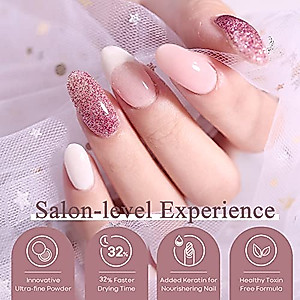 AZUREBEAUTY Dip Powder Nail Set, 6 Colors Classic Nude Collection Skin Tone Glitter Pastel Dipping Powder Starter Kit French Nail Art Manicure DIY Salon Home Gifts for Women, No Need Nail Lamp Cured