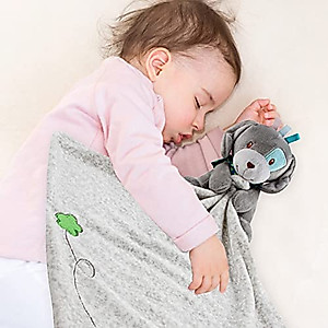 Cute Dog Security Blanket for Newborn Baby Boy Girl 0-36 Months, Unisex Soft Deer Soothing Blanket Elephant Baby Towel Baby Blanket with Stuffed Animal, 11.6 x 11.6 Inch