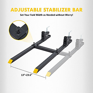 CREWORKS 60" 2000lbs Pallet Forks with Adjustable Stabilizer Bar, Clamp on Pallet Forks for Tractor Loader, Quick Attach Tractor Bucket Lifting Forks, Skid Steer Accessories