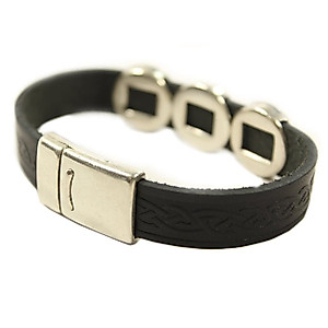 Biddy Murphy Celtic Leather Bracelet Irish Charms Black 7 1/2 Inches Made in Ireland