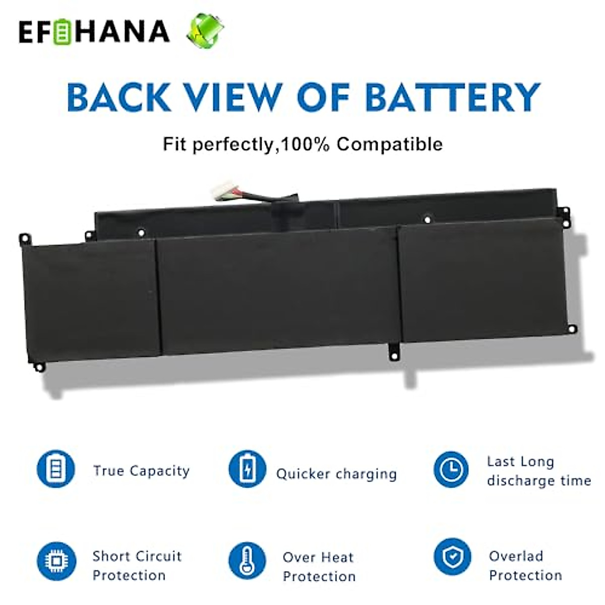 EFOHANA P63NY Laptop Battery Replacement for Dell Latitude 13 7370 E7370 Series Notebook N3KPR XCNR3 0XCNR3 WY7CG G7X14 0G7X14 7.6V 43Wh 5831mAh 6-Cell