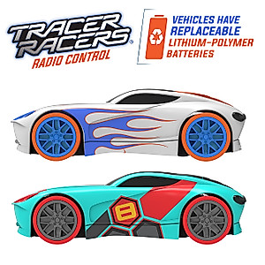 Tracer Racers 2.4 GHz Radio Control Remote Slot-Less, Cordless Racing Blazin' Loop Speedway Track Set with Two Cars