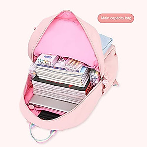 JQWYGB Cute Backpacks for Teen Girls - Rainbow Backpack Kawaii Backpack with Cute Pendant, Preppy Princess Backpack Bookbag