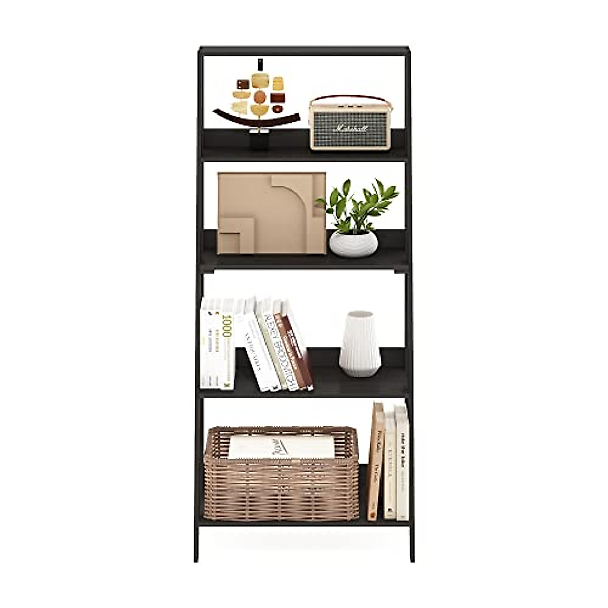 Furinno Ladder Bookcase Display Shelf, 5-Tier, Espresso