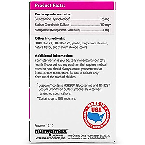 Nutramax Cosequin Joint Health Supplement for Cats - With Glucosamine and Chondroitin, 55 Capsules