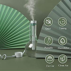 Car USB Humidifier with Container Diversity,Nano Ultrasonic Mini Cool Mist Humidifier Three Hours Auto-off Travel Humidifier Diffuser for Baby, Bedroom,Desk, Office-White Travel OutdoorGrey)