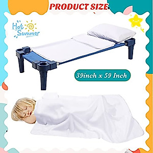 Lounsweer 10 Pieces Daycare Cot Blanket Daycare Nap Blanket Cozy Polar Fleece Daycare Cot Rest Time Blankets for Kids, Toddler, Baby, Classroom, Preschool, Daycare or Nursery, 39 x 59 Inch, White