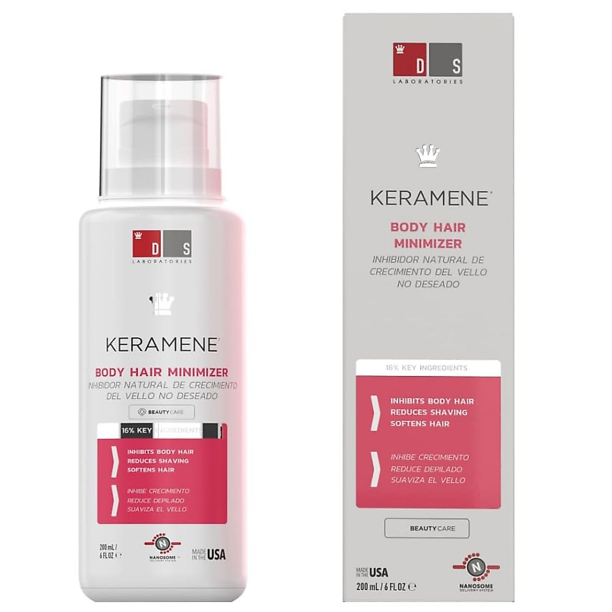Keramene Hair Growth Inhibitor by DS Laboratories - Hair Inhibitor for Face and Body, Minimize the Need for Shaving, Waxing and Depilating, Slows Hair Regrowth, Paraben Free