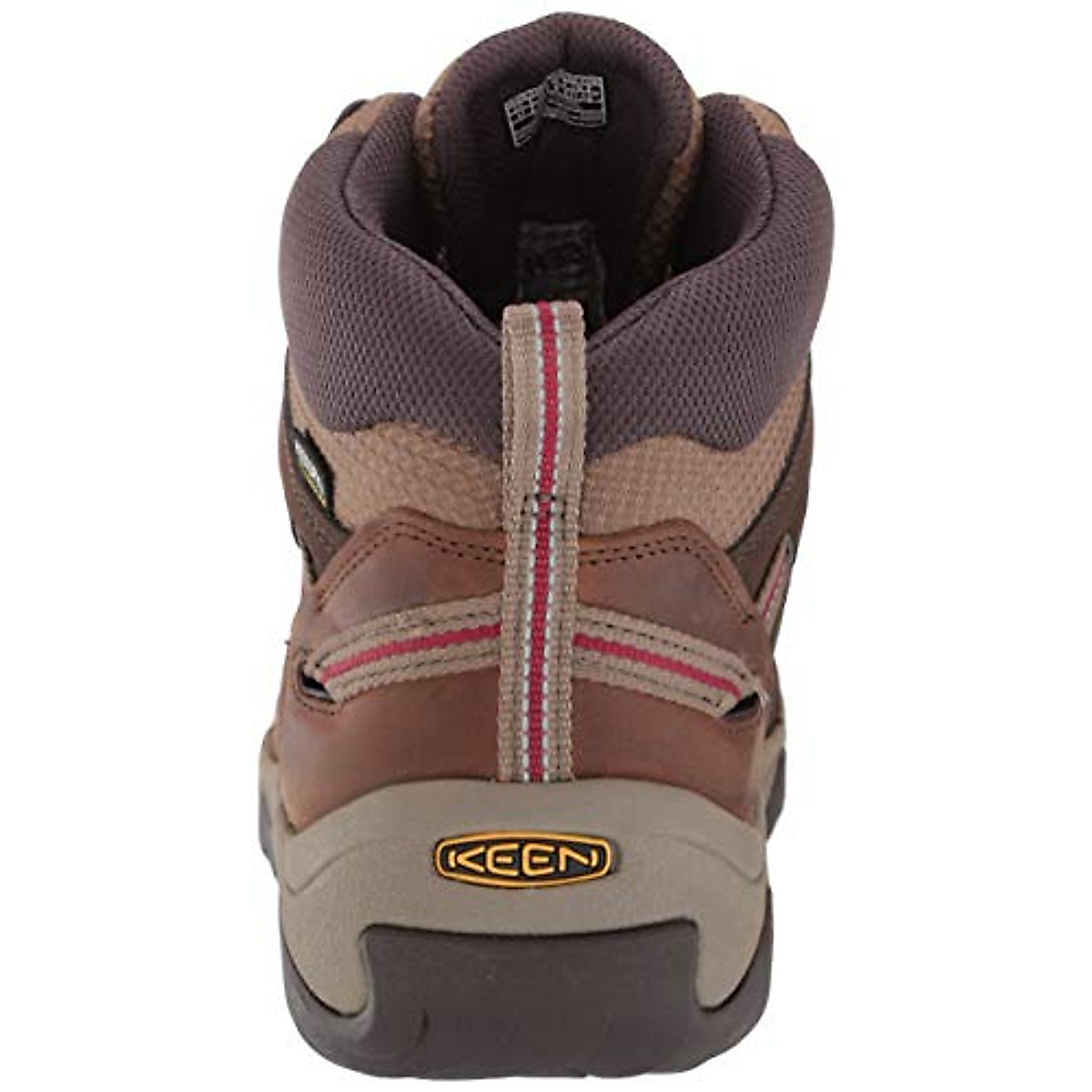 KEEN Women's Steens Mid Height Leather Waterproof Hiking Boots, Toasted Coconut/Tibetan Red, 10