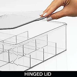 mDesign Plastic Stackable Tea Bag Organizer Storage Bin with Lid for Kitchen Cabinets, Countertops, Pantry - Container Holds Beverage Bags, Cups, Pods, Packets, Condiment Accessories - Clear