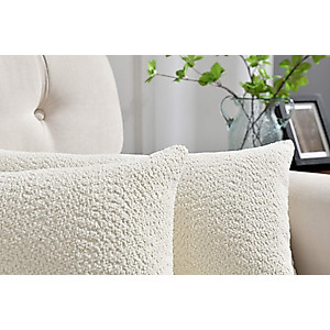 Rythome Set of 2 Cozy Fine Textured Throw Pillow Covers, Decorative Elegant Lumbar Pillow Cases for Couch Bed and Living Room - 12"x20", Ivory