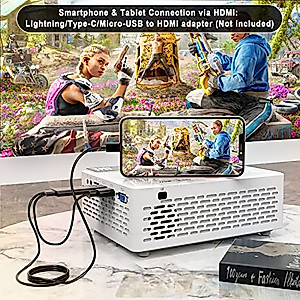 Mini Projector 7500 Lumens, 1080P Full HD Supported Mini Projector, Portable Home Movie Theater Projector Compatible with TV Stick Smartphone & Tablet PC HDMI USB AV TF