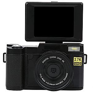 GOWENIC Digital Camera 2.7K 48MP High Definition Compact Camera, 3 inch LCD Screen 180 Degree Rotation Pocket Camera, USB Rechargeable Small Digital Camera, Black