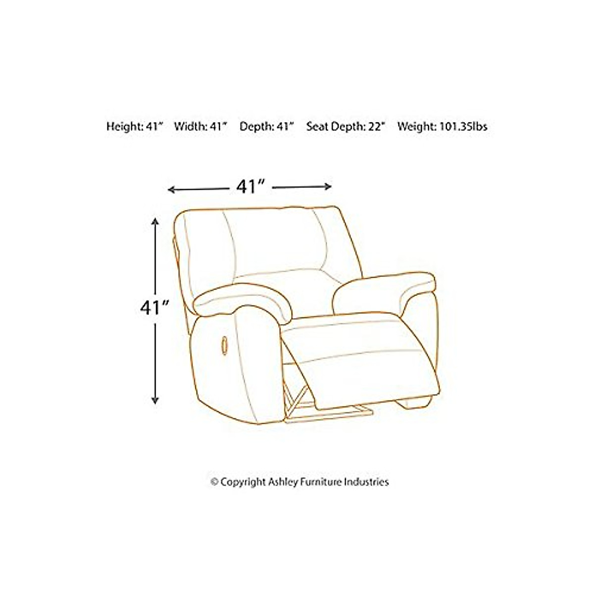 Signature Design by Ashley Tambo Faux Leather Manual Rocker Recliner, Gray