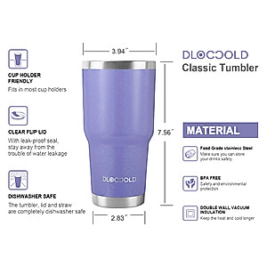 DLOCCOLD 30 oz Tumbler with Lid and Straw, 18/8 Stainless Steel Vacuum Insulated Coffee Tumbler,Insulated Travel Mug Water Cup with Leak-Proof Flip Lid,Metal Straw,Cleaning Brush & Gift Box