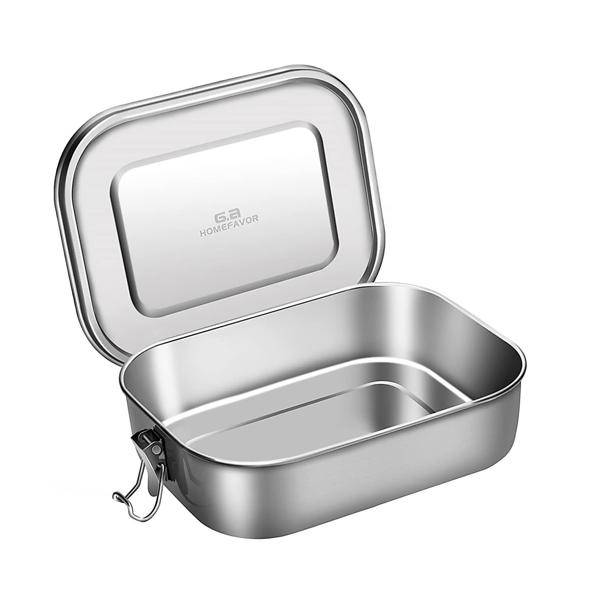 G.a HOMEFAVOR Stainless Steel Bento Lunch Box Container with Lock Clips Design, 1200ML Metal Lunch Box Containers - Dishwasher Safe - Stainless Lid - Leak Proof (No Compartments)