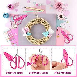 3 Pieces Mini Scissor Travel Scissors Tiny Small Scissors Portable Snips Scissors for Sewing Craft Scissors with Cover for Women Girls Embroidery Fabric Thread, 2.56 x 1.65 Inch, Pink