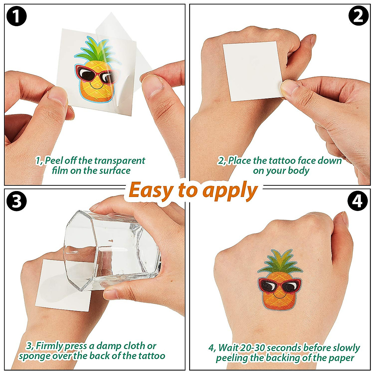 Patelai 144 Pieces Kids Summer Party Tattoos Beach Hawaiian Luau Themed Waterproof Temporary Tattoos, 9 Styles