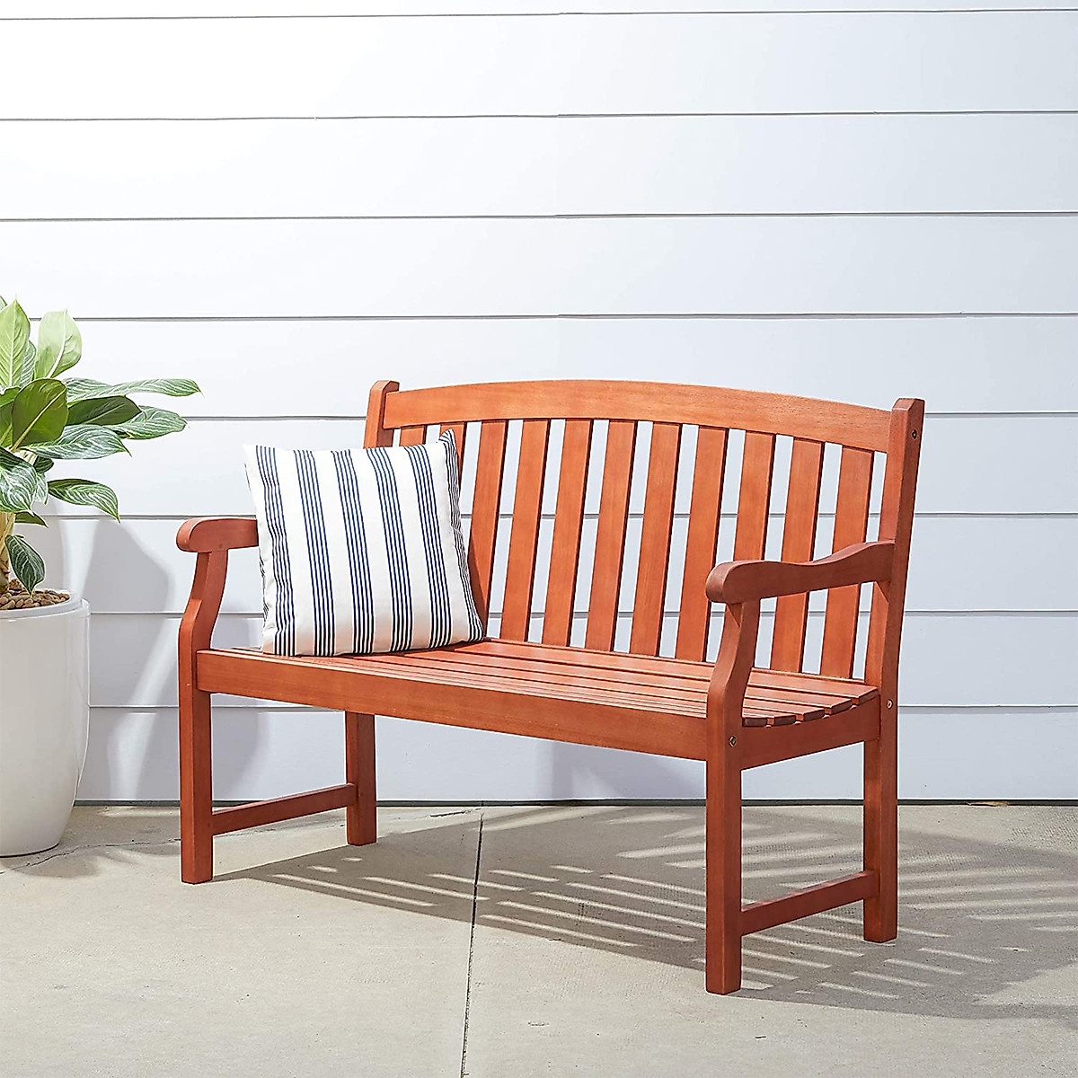 VIFAH V208E Harley Coastal Eucalyptus Wooden Bench for 2 Seater in Entry Way