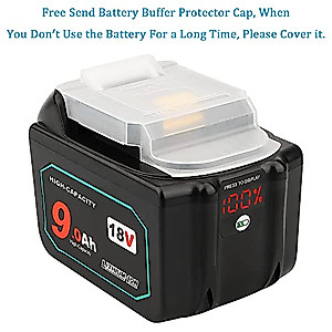 TENMOER 18V 9.0Ah BL1890 Replacement Battery Compatible with Makita 18V BL1830B BL1860B Cordless Drill with LED Screen Display,2-Pack