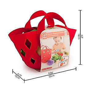 Hape Toddler Vegetable Basket |Soft Vegetable Shopping Basket, Toy Grocery Food Playset Includes Cabbage, Bean Pod, Carrot, and More
