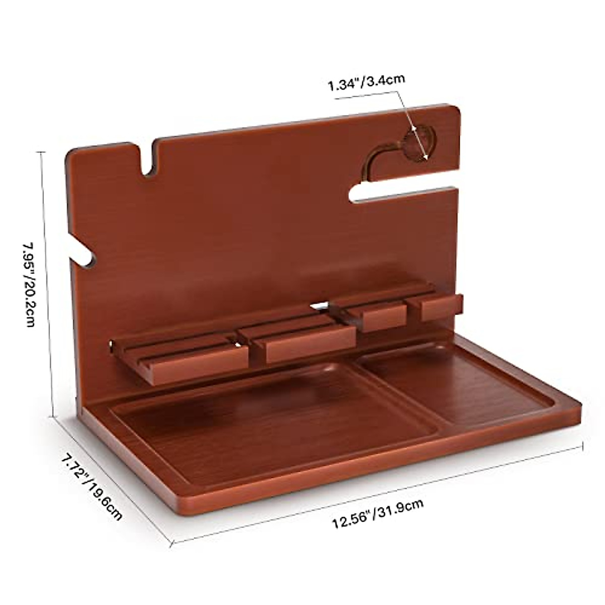 Nightstand Organizer for Men, CALM COZY Bamboo Cell Phone Docking Station, Gifts for Him, Birthday Gifts for Dad, Wallet and Key Organizer, Watch, Tablets, Rings, Glasses Put Together