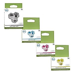 Dell Series 31 4-Color Ink Cartridge Set (Black, Cyan, Magenta, Yellow) for V525w, V725w Printers