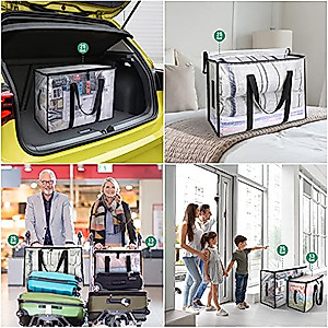 BALEINE 28 Gallon Moving Totes with Reinforced Handles, Heavy-Duty UnderBed Storage Bag for Moving Boxes, Clothes, Travel, Attics (6 Pack, White)