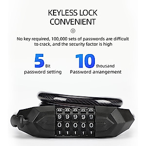 Aidoclip Heavy Duty Cable Lock - Anti Theft Bicycle and Waterproof Chain Lock for Versatile Use