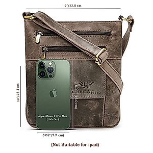 LUXEORIA Genuine Leather Crossbody Sling Bag for Women Men Rustic - Hunter Brown
