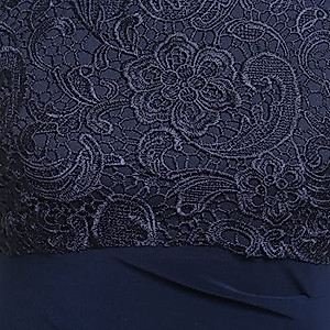 Alex Evenings Women's Long Cowl Back Dress (Petite and Regular), Navy, 14