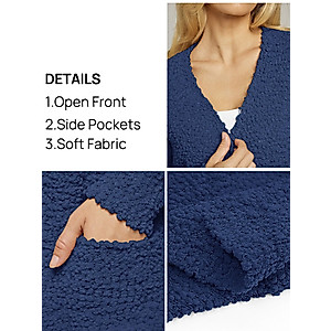 MEROKEETY Women's 2024 Winter Long Sleeve Soft Chunky Knit Sweater Open Front Cardigan Outwear Coat Navy