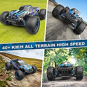 QFC RC Cars 1:18 Scale Remote Control Car, 4WD High Speed 40+ Km/h Off Road RC Monster Vehicle Truck, All Terrains Electric Toy Trucks with Two Rechargeable Batteries for Boys Kids and Adults