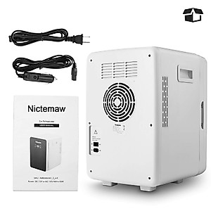 Nictemaw Mini Fridge Electric Cooler and Warmer, Mini Fridge with LCD Display and Digital Thermostat, Single Door Portable Makeup Skincare Fridge for Cars, Road Trips, Homes, Offices & Dorms