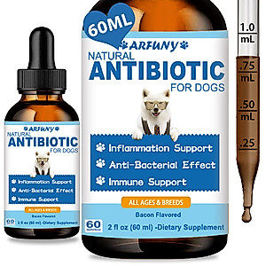 Natural Antibiotics for Dogs | 60ML Dog Antibiotic Drops | Dog Itchy Skin Relief | Dog Allergy Relief | Dog Immune Support | Dog Antibiotics for Skin Infection | Organic Natural Ingredients | Bacon